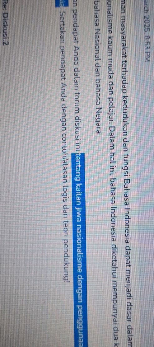 Diskusikan kaitan jiwa nasionalisme dengan | StudyX