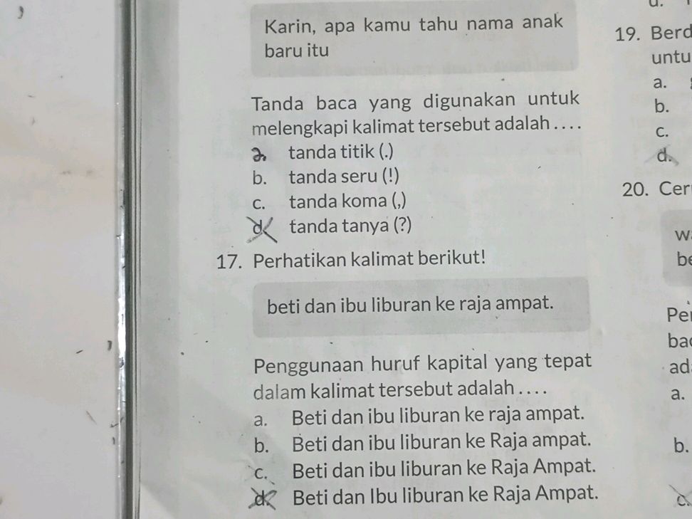 Tanda baca yang digunakan untuk melengkapi | StudyX