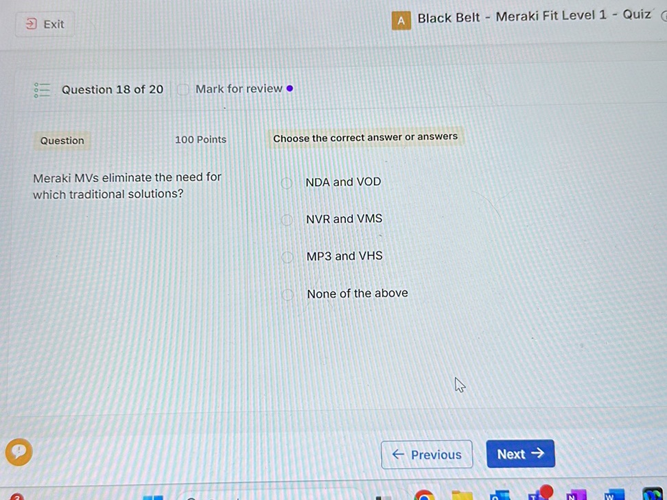 Meraki MVs eliminate the need for which | StudyX