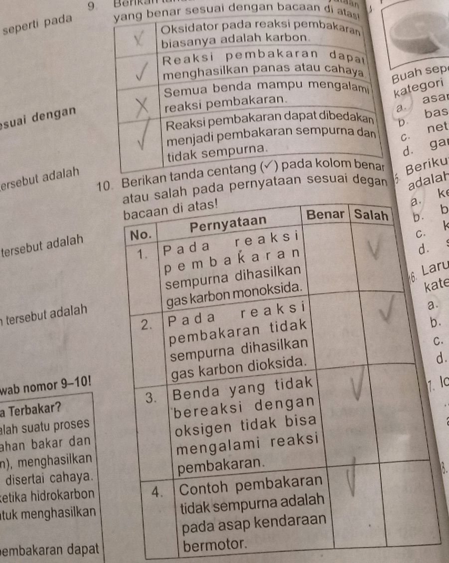 9. yang benar sesuai dengan bacaan di atas! | StudyX