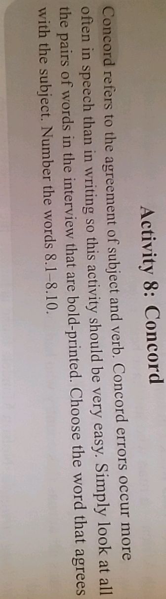 Activity 8: Concord Concord refers to the | StudyX