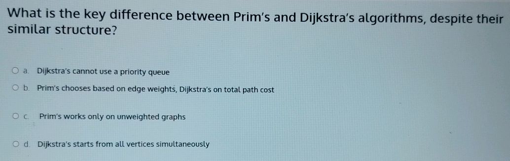 What is the key difference between Prim's | StudyX