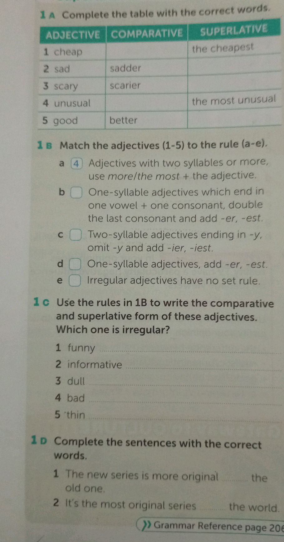 1 A Complete the table with the correct | StudyX
