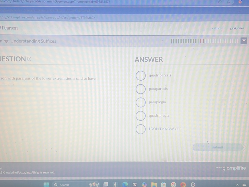 A person with paralysis of the lower | StudyX