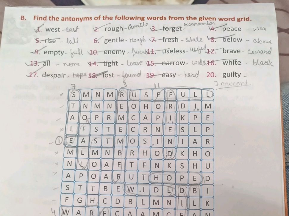 B. Find the antonyms of the following words | StudyX