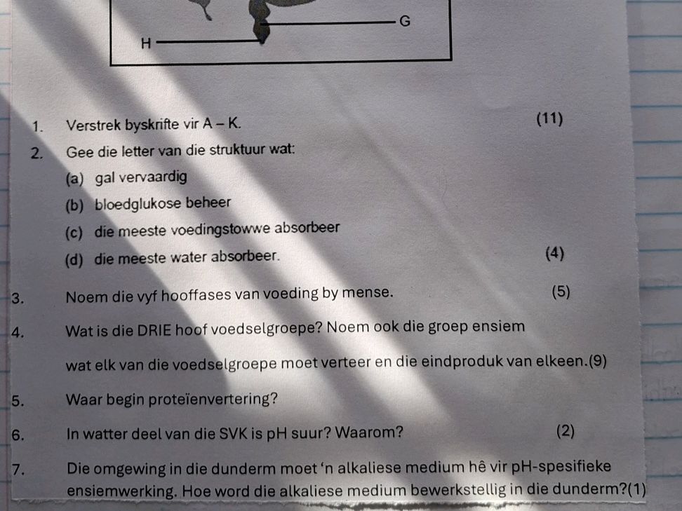 1. Verstrek byskrifte vir A - K. 2. Gee die | StudyX