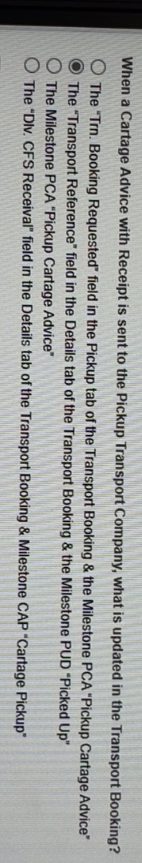 When a Cartage Advice with Receipt is sent | StudyX
