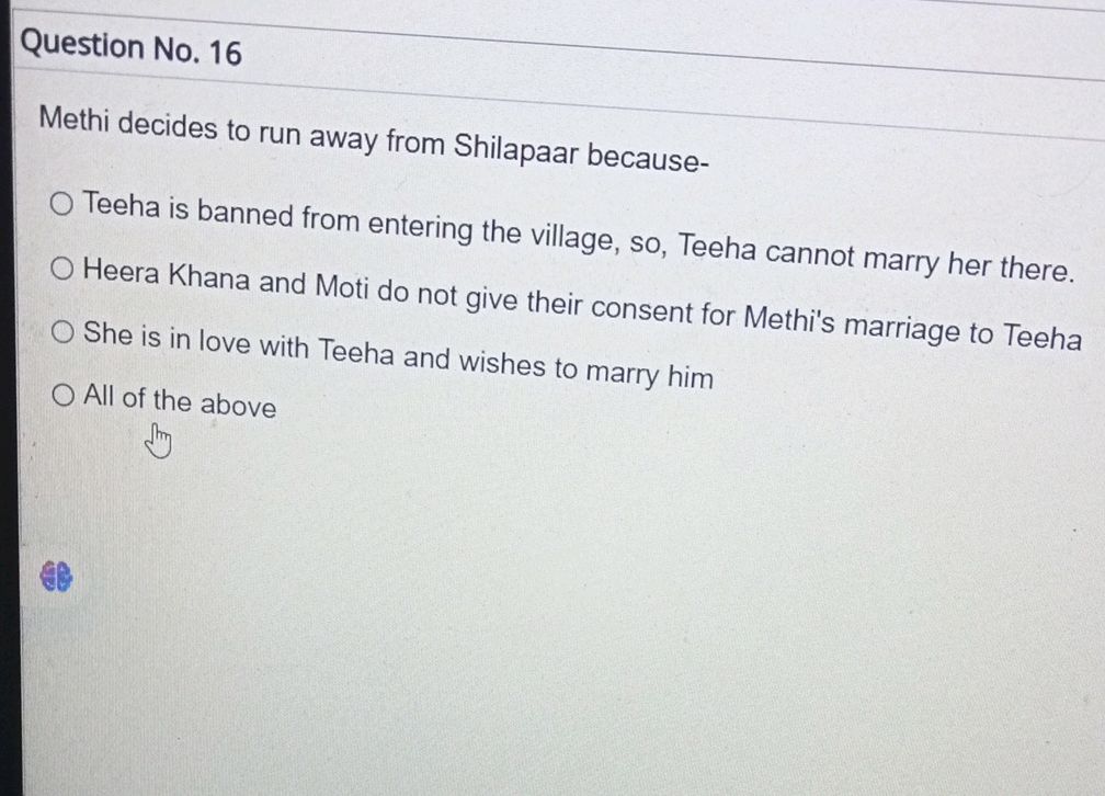 Question No. 16 Methi decides to run away | StudyX