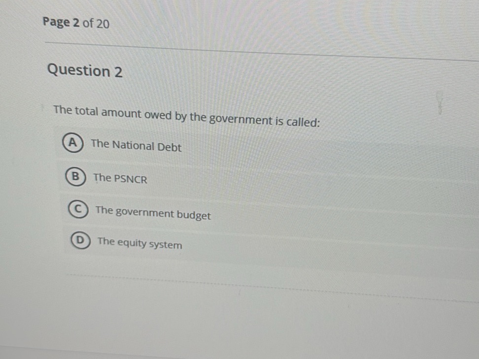 The total amount owed by the government is | StudyX