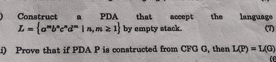 Construct a PDA that accept the language $L | StudyX