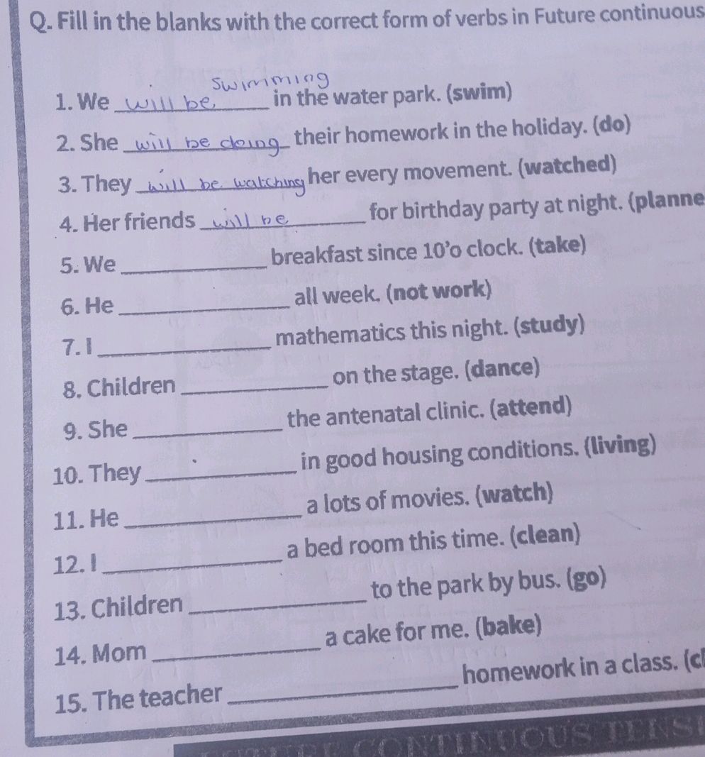 Q. Fill in the blanks with the correct form | StudyX