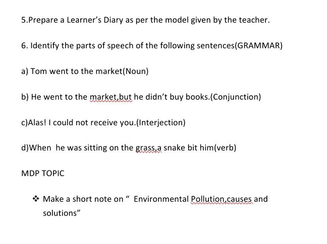 5. Prepare a Learner's Diary as per the | StudyX