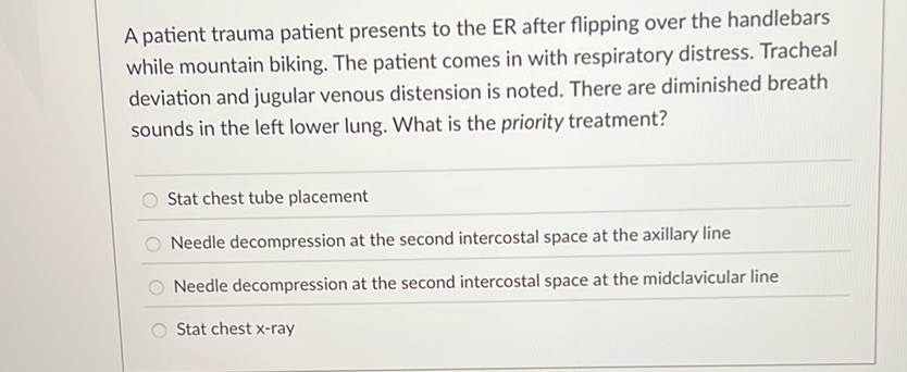 A patient trauma patient presents to the ER | StudyX