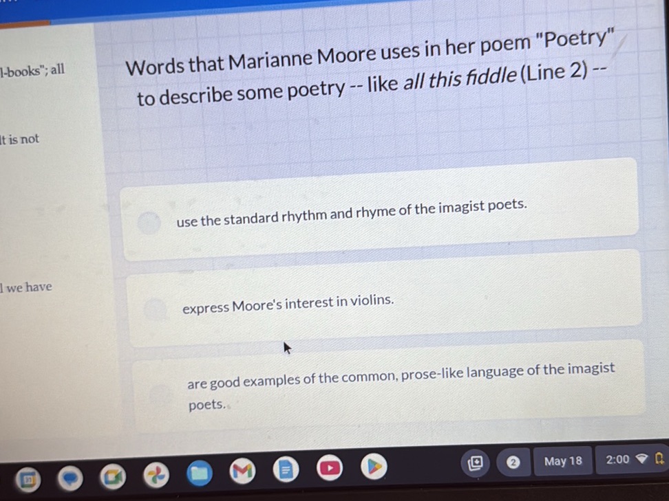 Words that Marianne Moore uses in her poem | StudyX