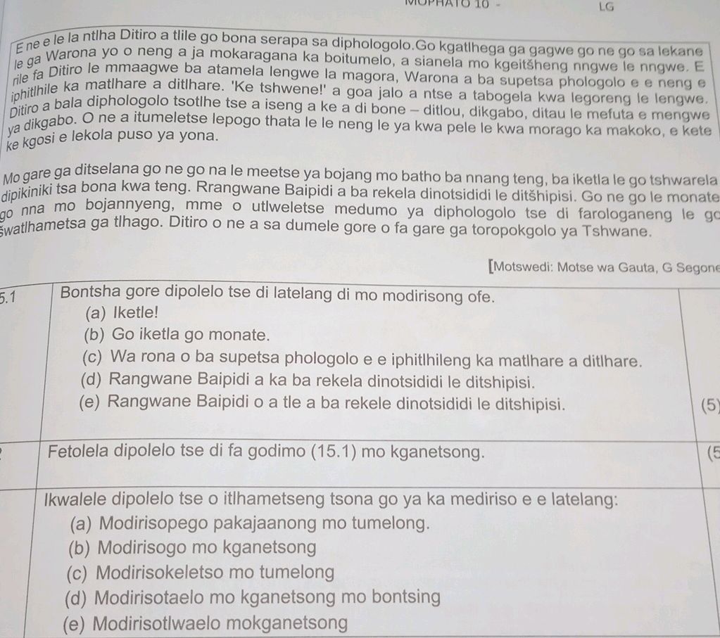 5.1 Bontsha gore dipolelo tse di latelang di | StudyX