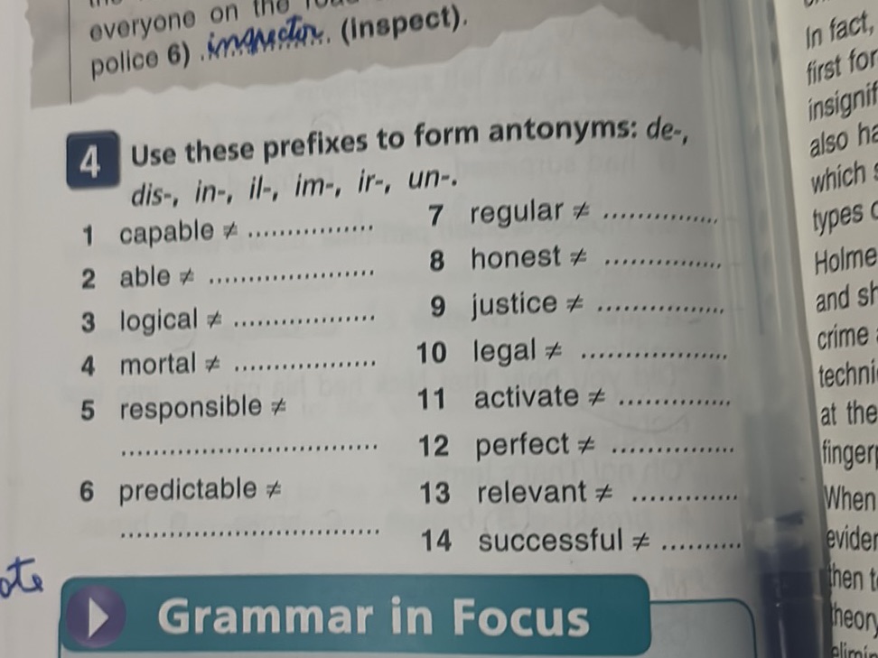 4 Use these prefixes to form antonyms: de-, | StudyX
