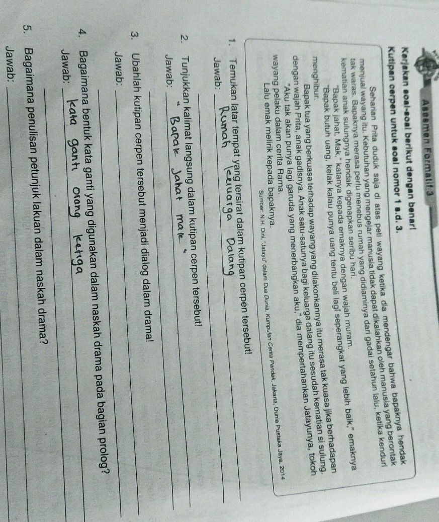 1. Temukan latar tempat yang tersirat dalam | StudyX