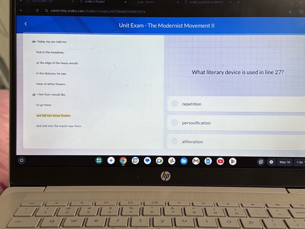 What literary device is used in line 27? | StudyX