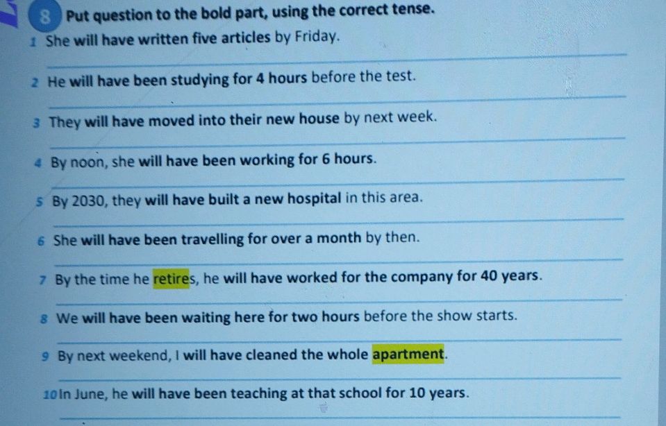 Put question to the bold part, using the | StudyX