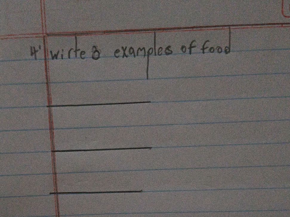 4. Write 3 examples of food _____ _____ | StudyX