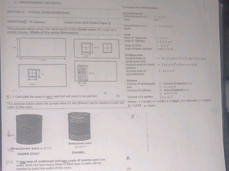 5.1.1 Calculate the area of each wall that | StudyX