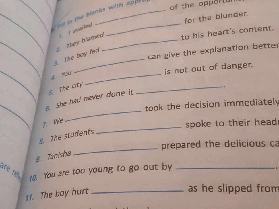 Fill in the blanks with appropriate words. | StudyX