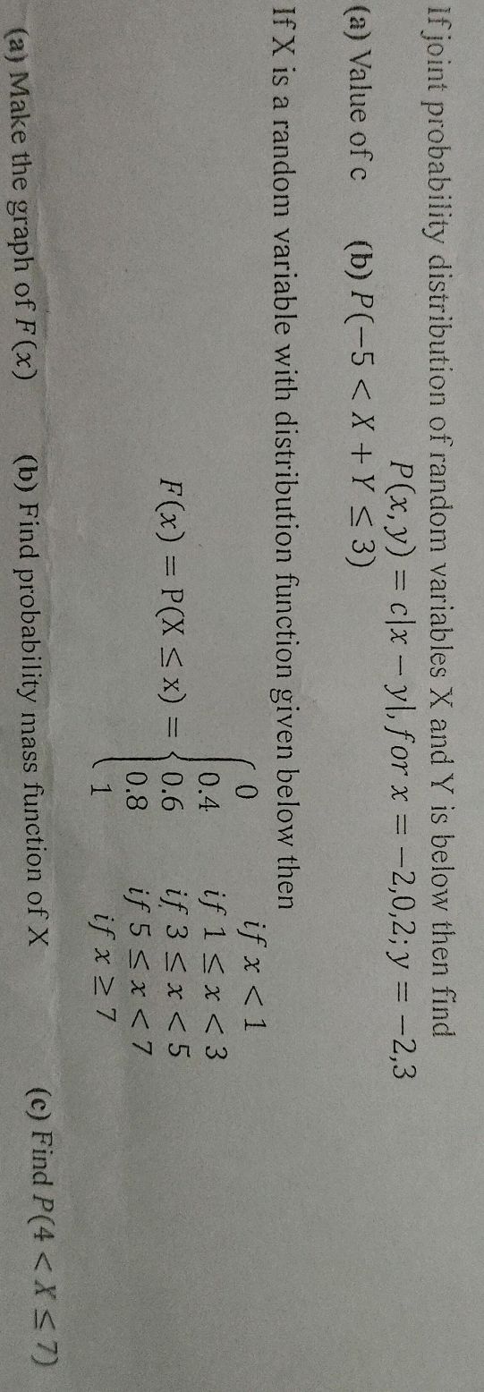 If joint probability distribution of random | StudyX