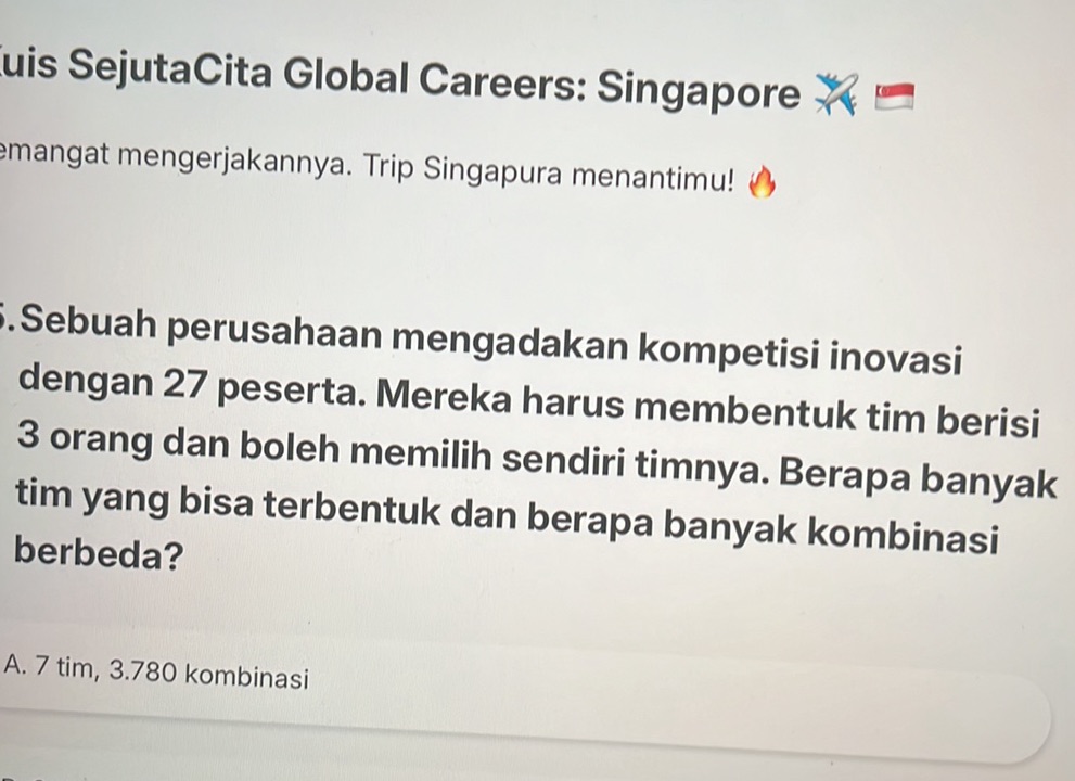 5. Sebuah perusahaan mengadakan kompetisi | StudyX