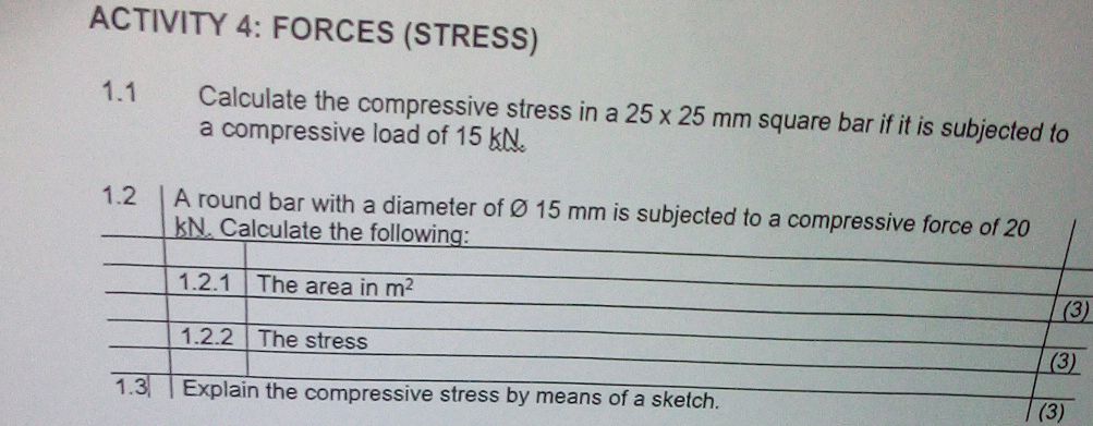 1.1 Calculate the compressive stress in a 25 | StudyX