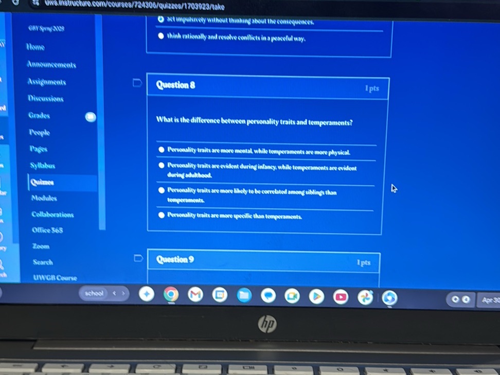What is the difference between personality | StudyX