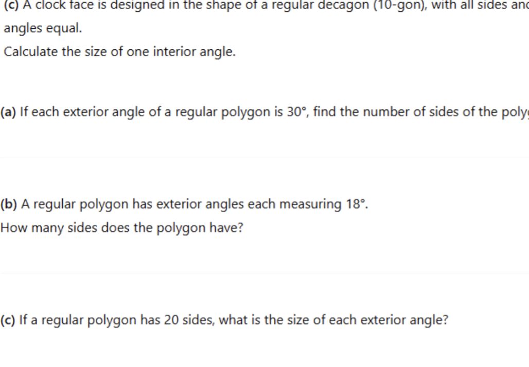(c) A clock face is designed in the shape of | StudyX