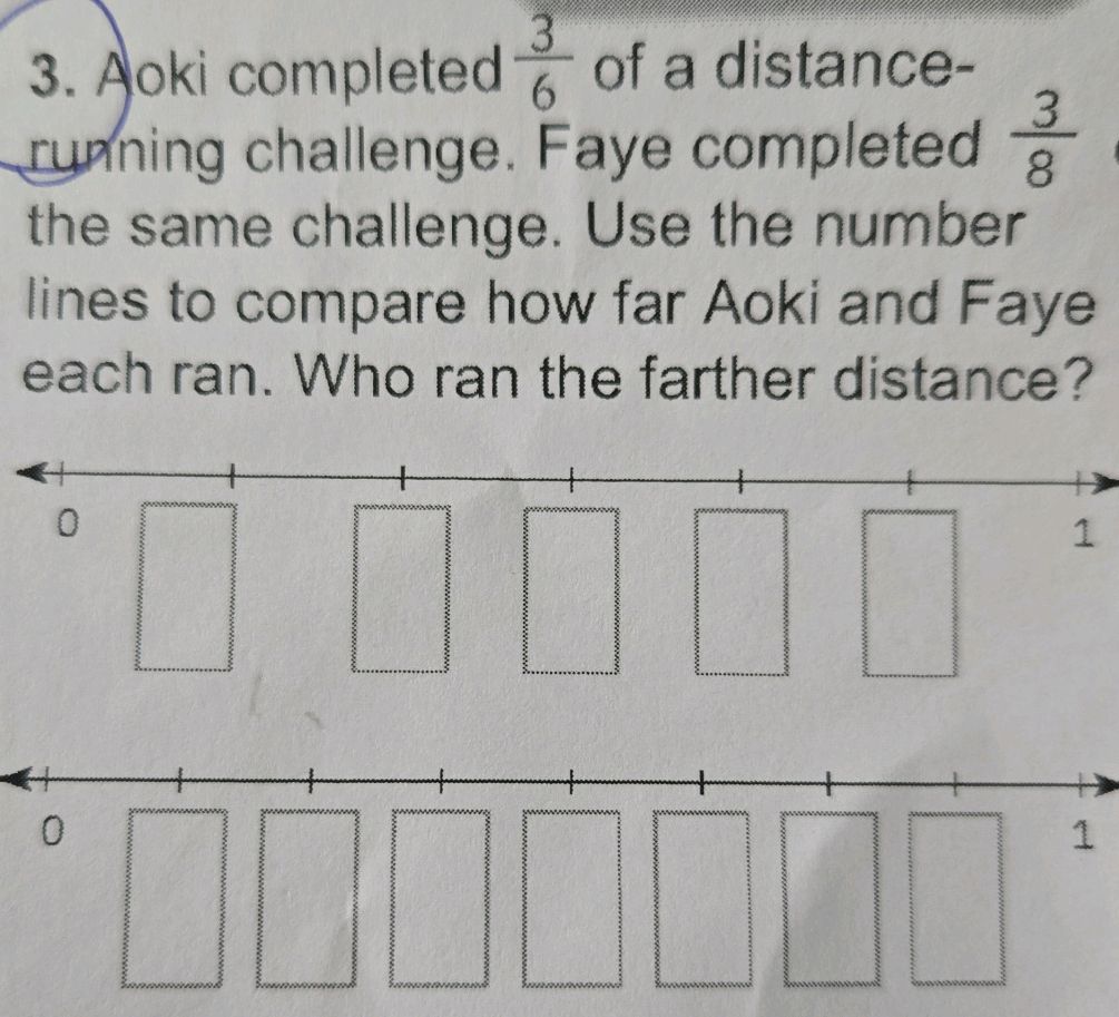 3. Aoki completed \( {3}{6}\) of a | StudyX