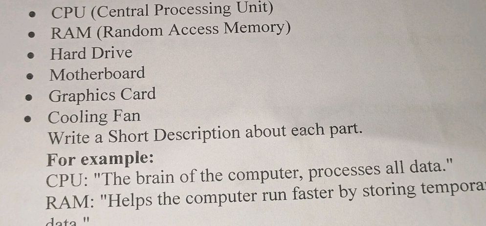 CPU (Central Processing Unit) RAM (Random | StudyX