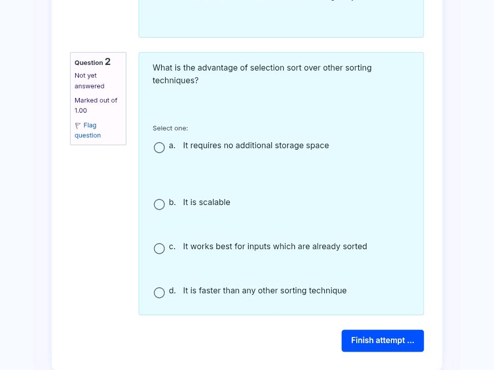 What is the advantage of selection sort over | StudyX