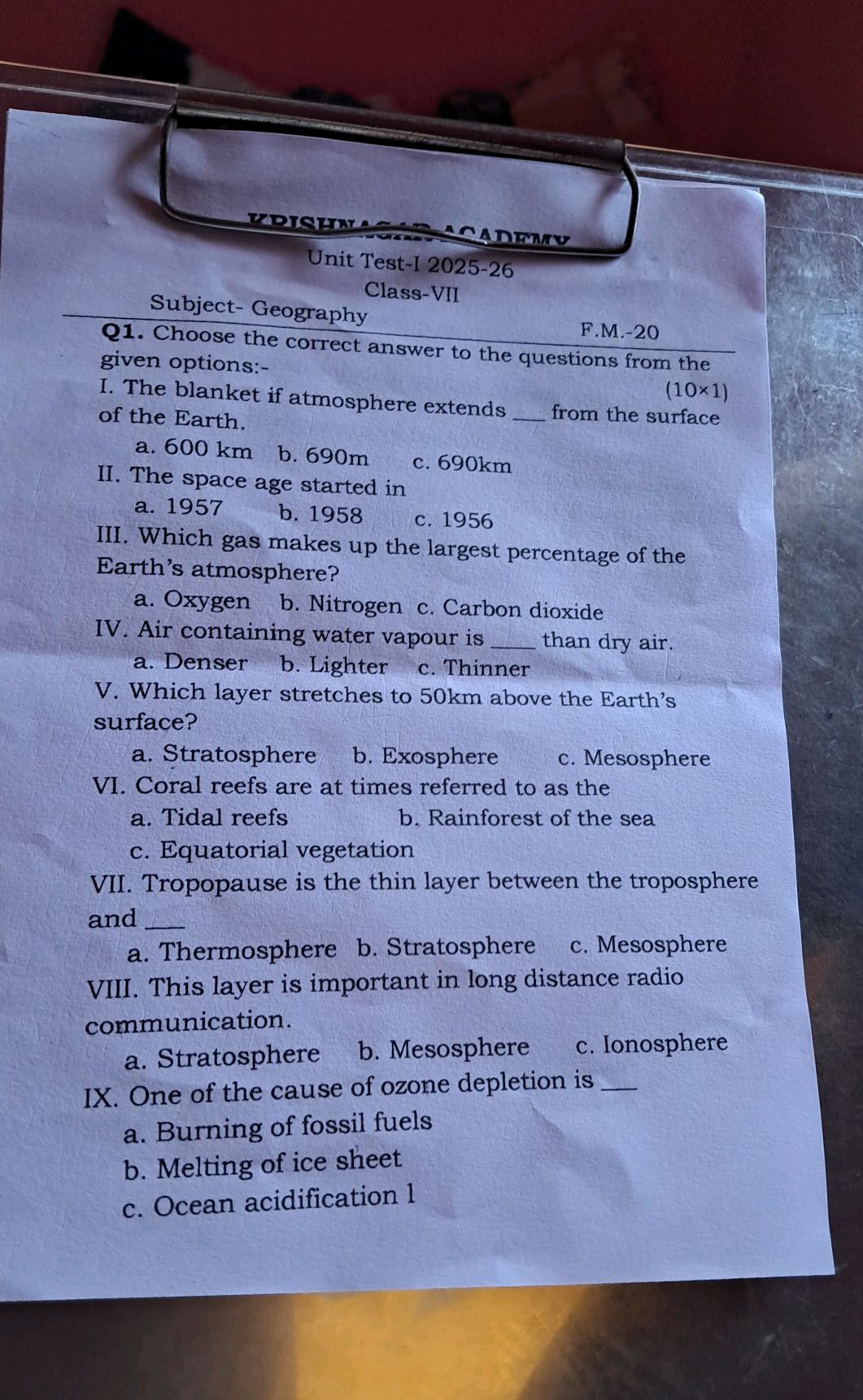 Q1. Choose the correct answer to the | StudyX