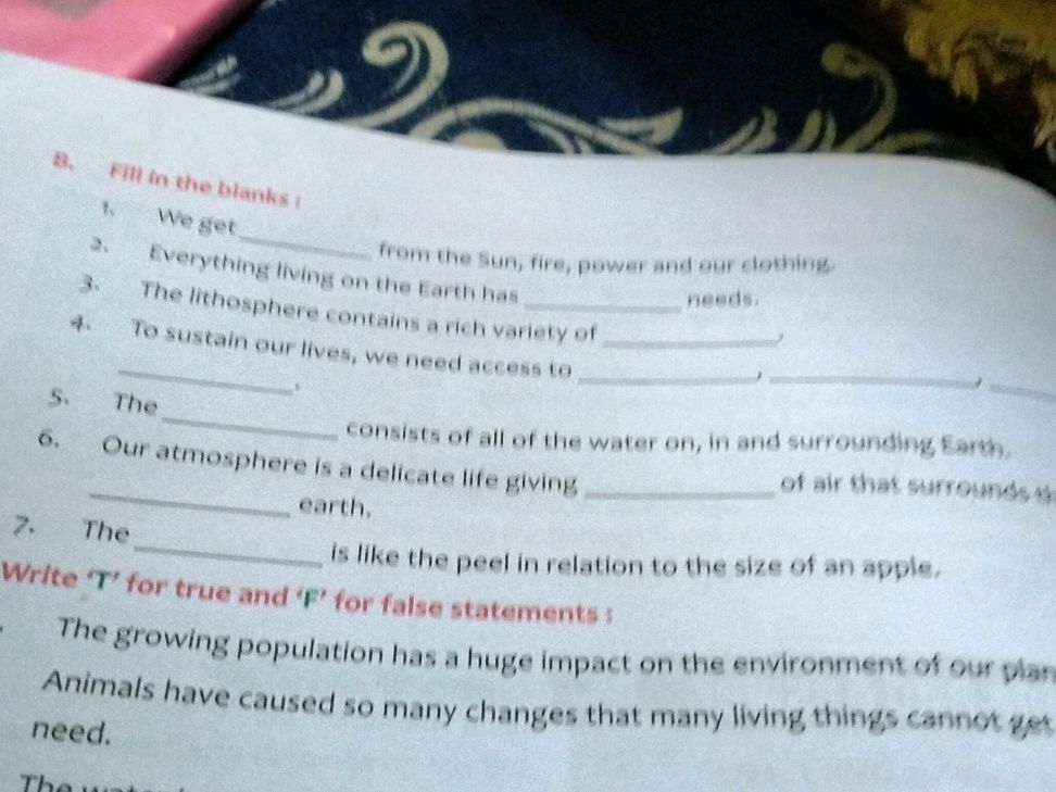 B. Fill in the blanks: 1. We get _______ | StudyX