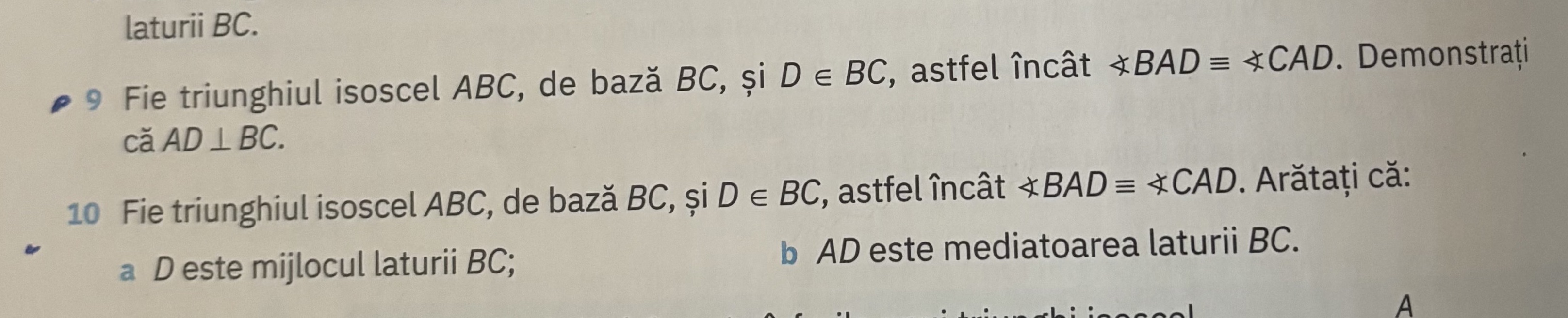 9 Fie triunghiul isoscel ABC, de bază BC, și | StudyX