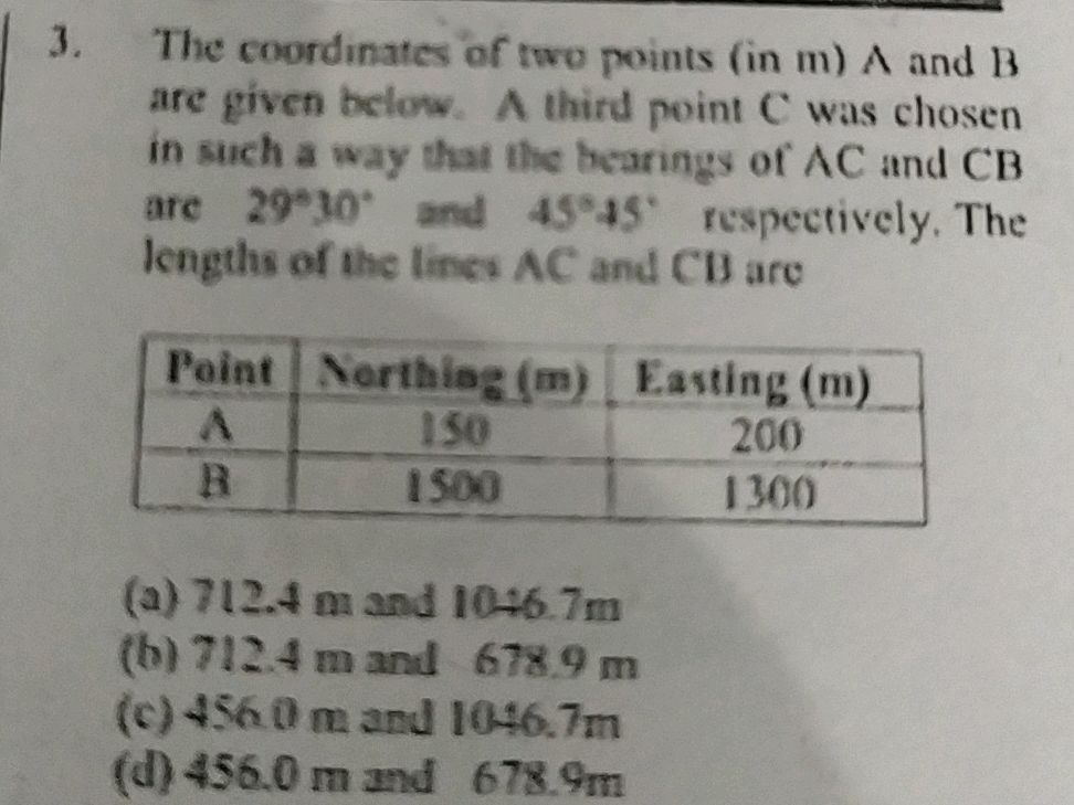3. The coordinates of two points (in m) A | StudyX