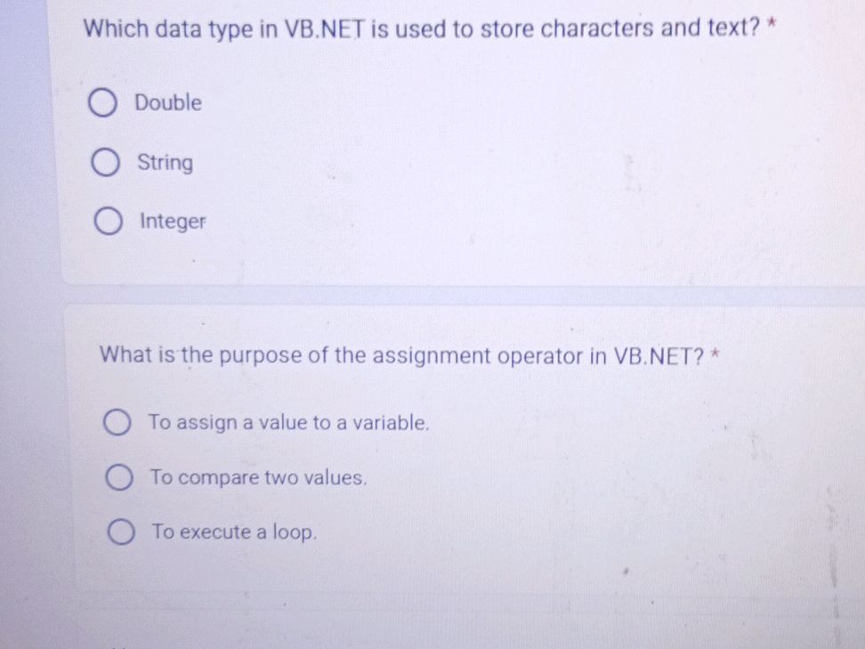Which data type in VB.NET is used to store | StudyX