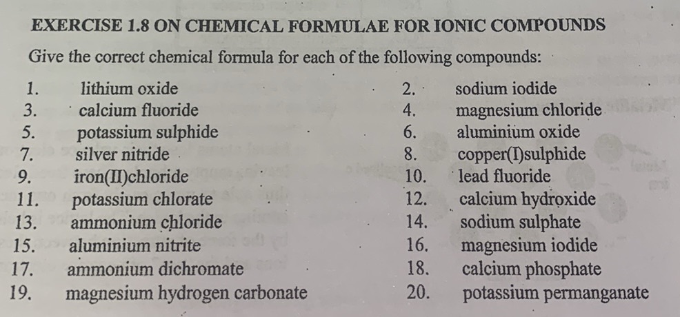Give the correct chemical formula for each | StudyX