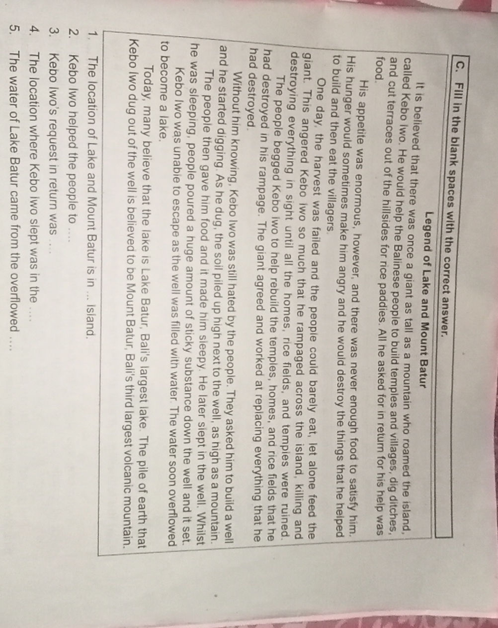 C. Fill in the blank spaces with the correct | StudyX