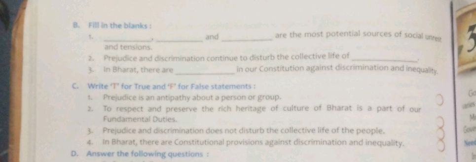 B. Fill in the blanks: 1. ______ and ______ | StudyX