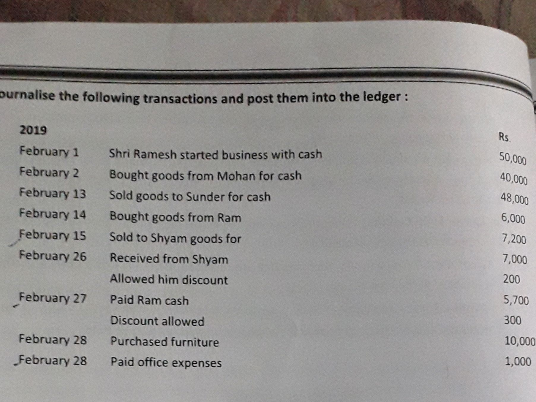 Journalise the following transactions and | StudyX