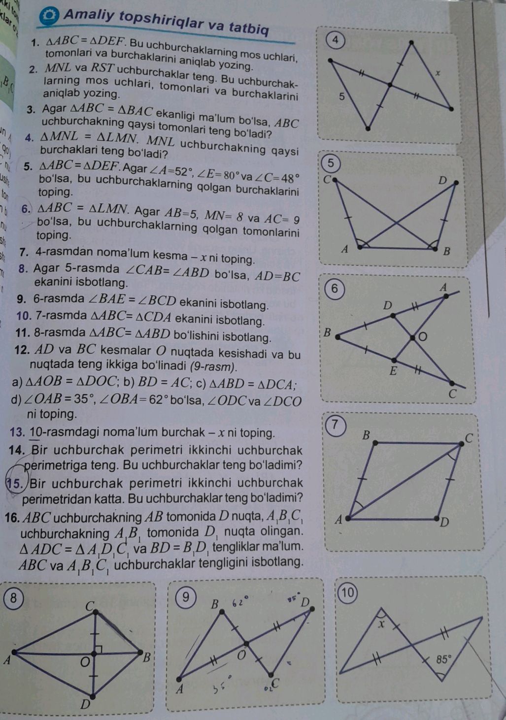 1. $ ABC = DEF$. Find the corresponding | StudyX