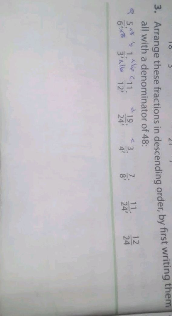 3. Arrange these fractions in descending | StudyX