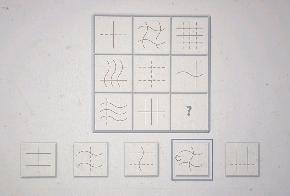 13. Question mark in a grid of patterns. | StudyX