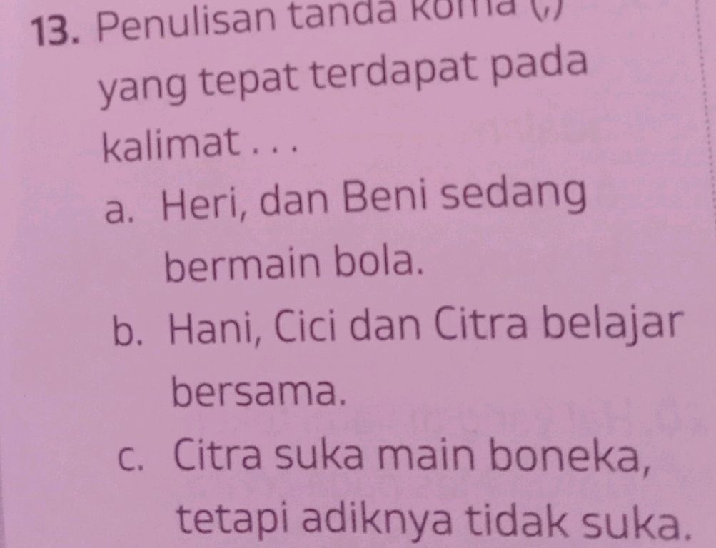 13. Penulisan tanda koma (,) yang tepat | StudyX
