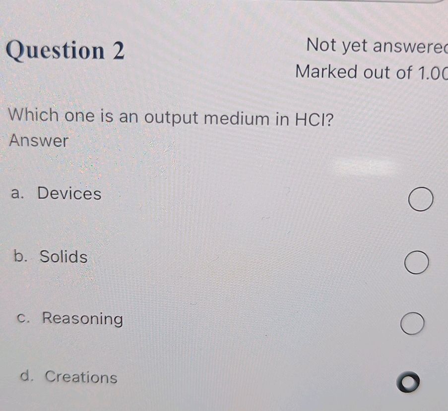 Which one is an output medium in HCI? Answer | StudyX