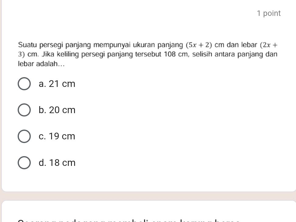 Suatu persegi panjang mempunyai ukuran | StudyX