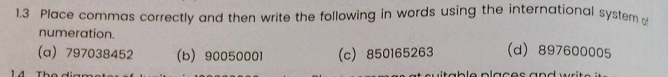 1.3 Place commas correctly and then write | StudyX